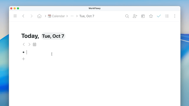 Calendar - Workflowy support